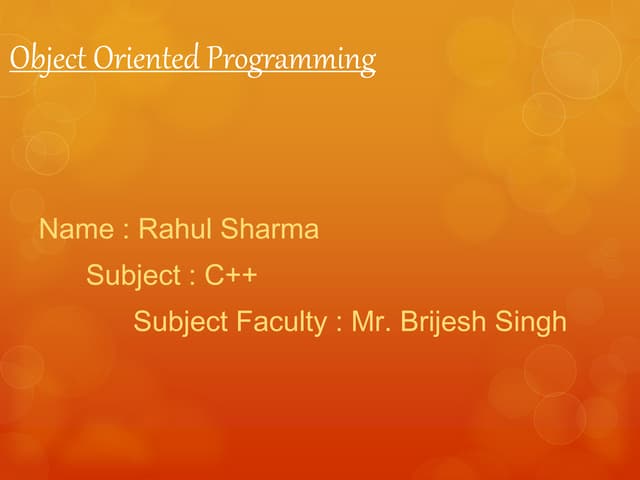 Object Oriented Programming Ppt