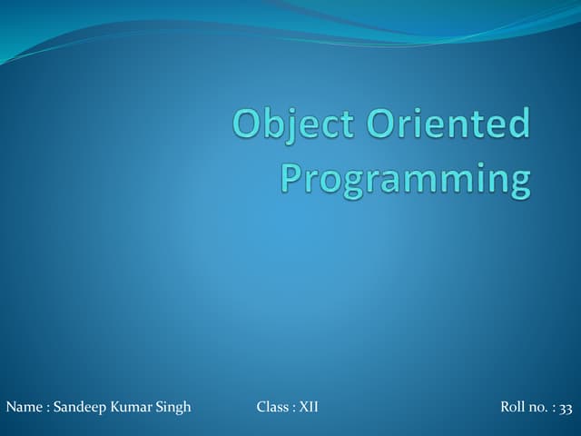 Object Oriented Programming Pptx Programming Languages Computing
