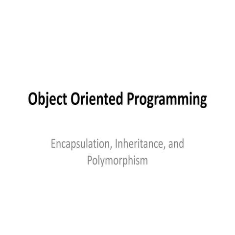 Object Oriented Programmingpptx Programming Languages Computing
