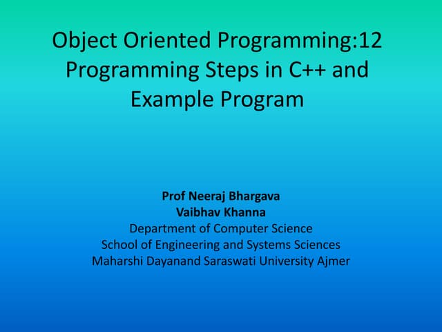 Object Oriented Programming 12 Programming Steps In Cpp And Example Ppt 0315