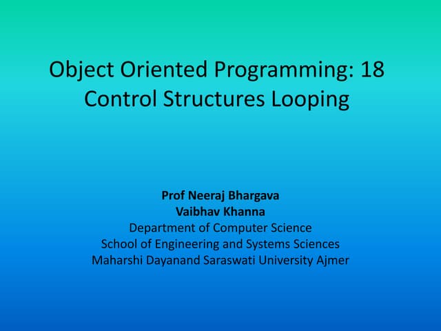 Object oriented programming18 control structures looping | PPT Object oriented programming18 control structures looping | PPT