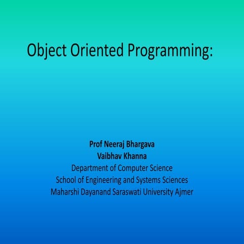 Object Oriented Programming 3 Object Oriented Concepts Ppt 1966