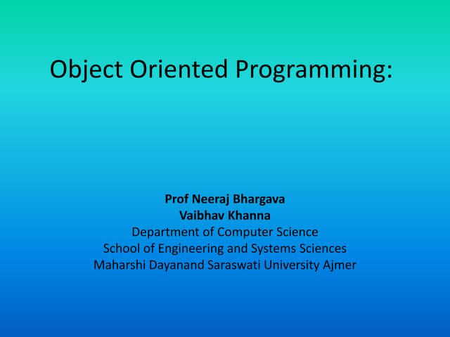 Object Oriented Programming 3 Object Oriented Concepts Ppt 1966