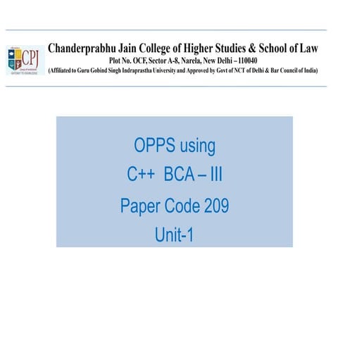 Object Oriented Programming Using Bca 209 Ppt Free Download 5438