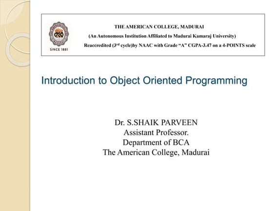 Basic Concept Of Oop's | Ppt