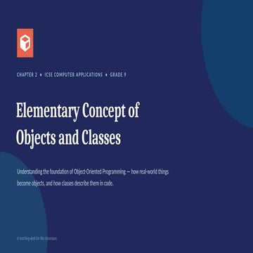 Objects_and_Classes for class 7 icse board | PPTX