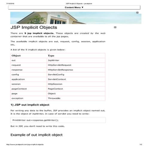 Objects in jsp | PDF