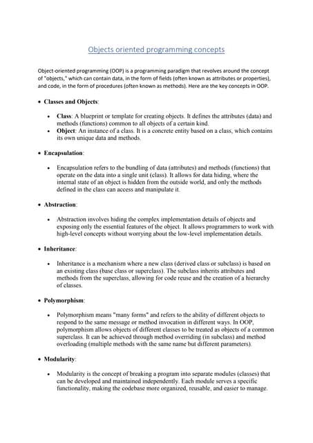 Objects Oriented Programming Concepts Docx