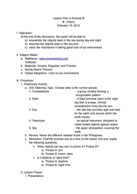 GRADE 4 SCIENCE LESSON PLAN | PDF