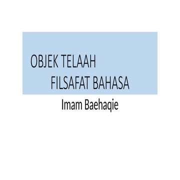 OBJEK TELAAH Bahasa dan Sastra Indonesiapptx | PPTX
