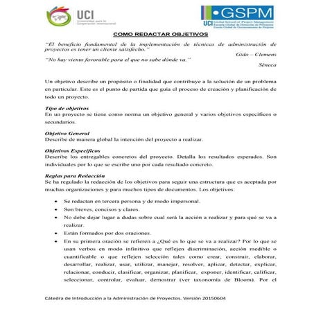 Guia para redactar objetivos | PDF