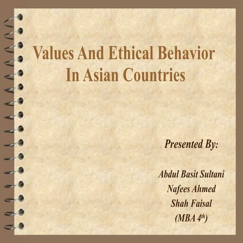 values and ethical behavior in asian countries | PPT