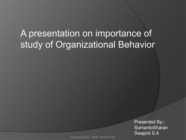Organisational behaviour | PPT