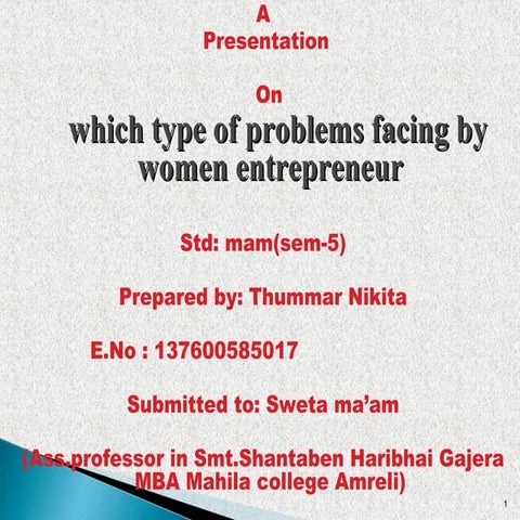 which type of problems facing by women entrepreneur | PPT