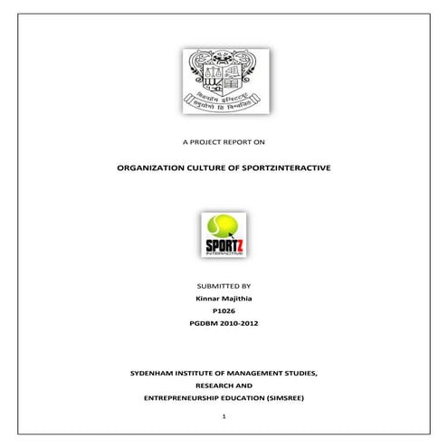 Ob project report org culture | PDF