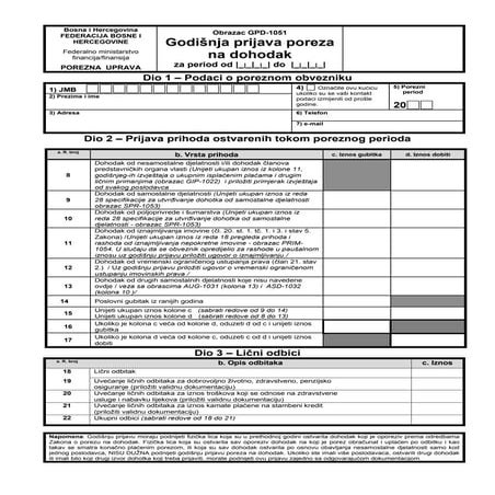 Obrazac 1051 godisnja_prijava_bos | PDF