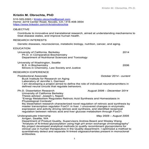 Kristin's CV | PDF