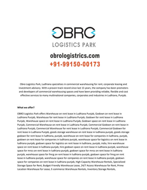 Obro Logistics presentations