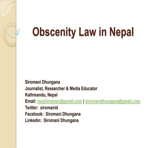 Obscenity Law in Nepal | PPTX