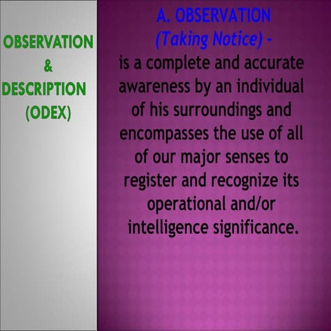Observation Discription Identification (ODEX) | PPT