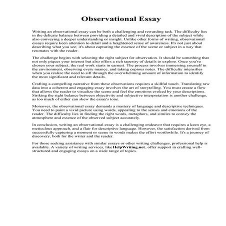 Observational Essay | PDF
