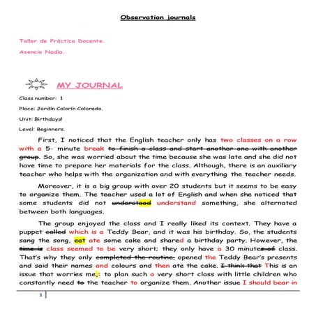 Observation and practicum journals | DOCX