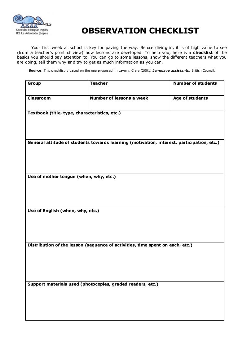 Observation Checklist