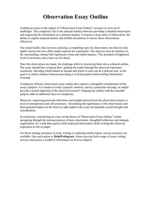 Observation Essay Sample.pdf | Screenwriting | Content Production