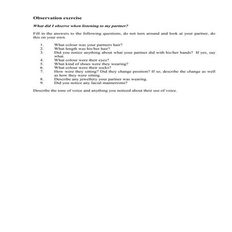 Observation exercise | PDF
