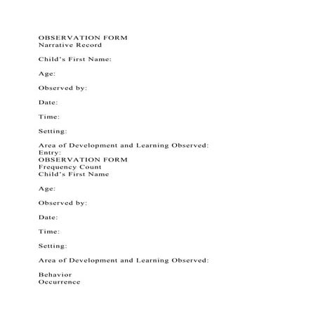 OBSERVATION FORMNarrative RecordChild’s First NameAge.docx