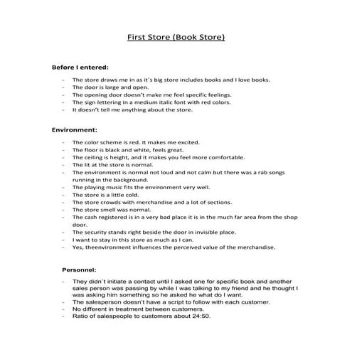 My shopping experience assignment | PDF