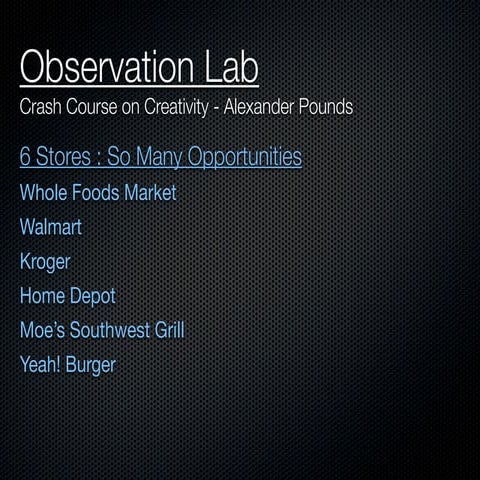 Observation Lab - Insights From Six Retail Environments | PPTX