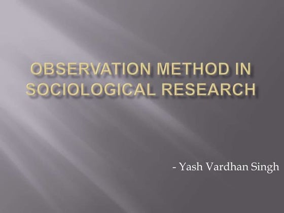 Observation In Research | PPT