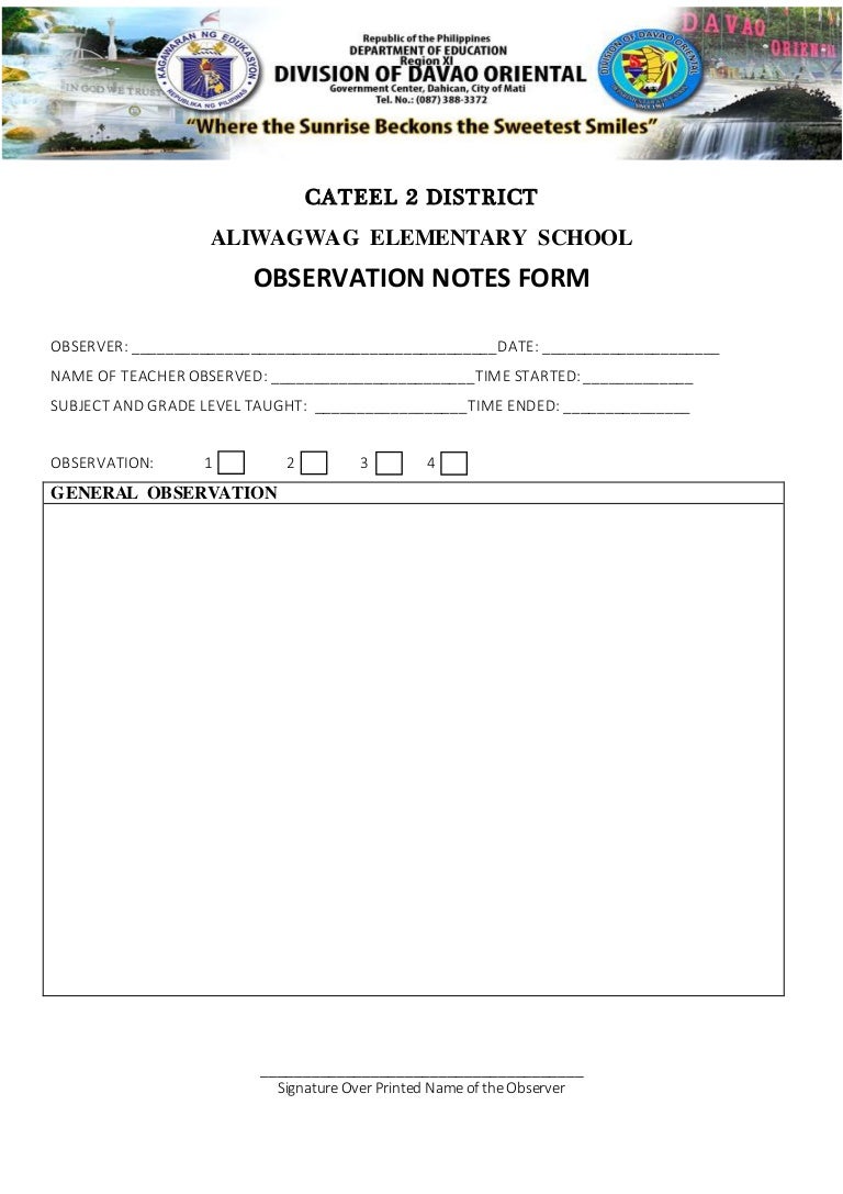 Observation notes form