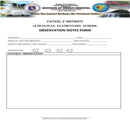 Observation notes form | DOCX | Education