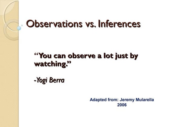 Observations vs Inferences | PPT | Science