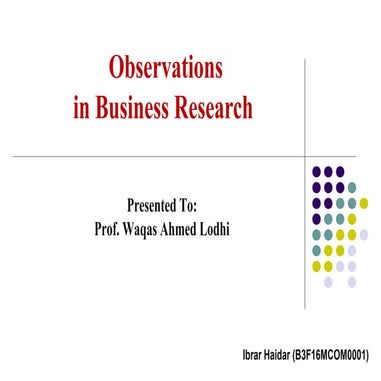 Observations in research | PPT