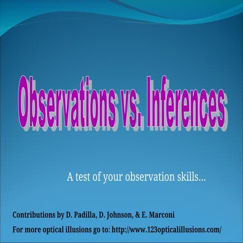 Observations vs. Inferences Scientific Method | PPT