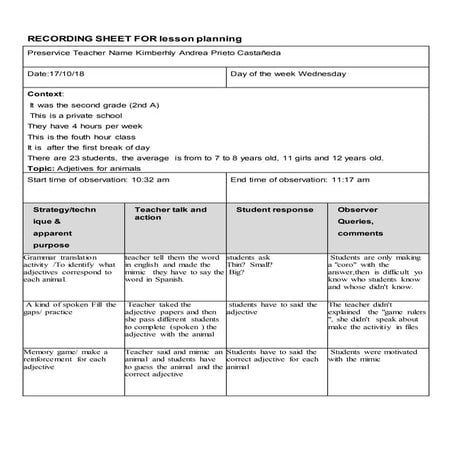 Observing lesson planning 2 | DOCX | Homework and Study | Education