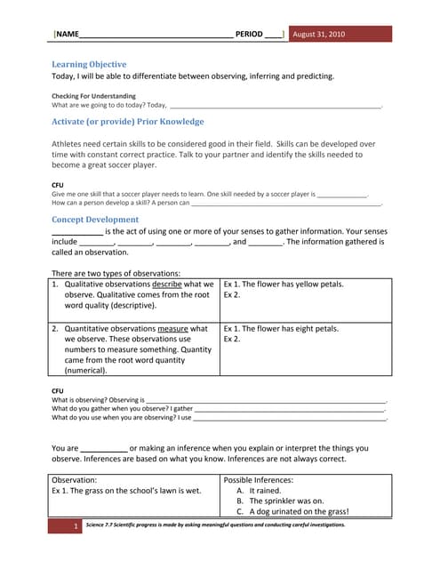 An Inventory of My Traits | PPT