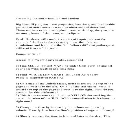 Observing the Sun’s Position and MotionBig Idea Sky objects h.docx