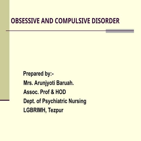 obsessive compulsive disorder and management .ppt