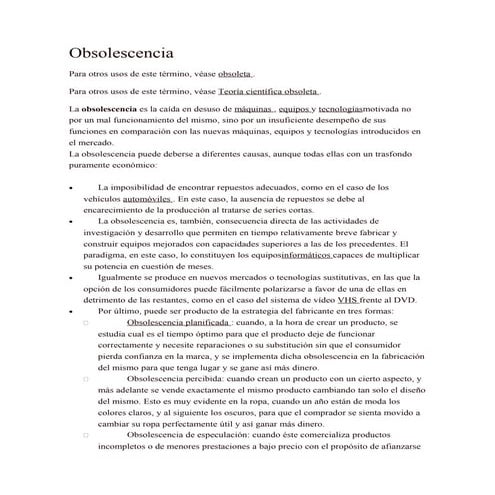 La obsolescencia | PPTX