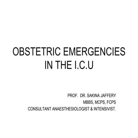 Obstetric Emergencies In The I | PPT