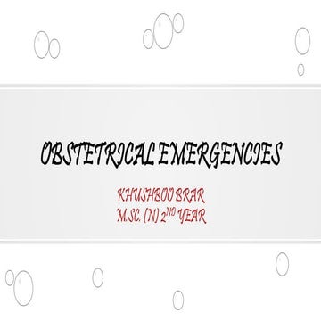 Obstetrical emergencies | PPTX | Pregnancy | Reproductive Health
