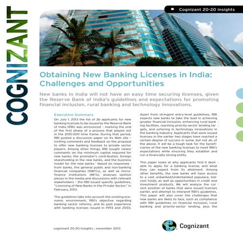 Obtaining New Banking Licenses in India: Challenges and Opportunities | PDF