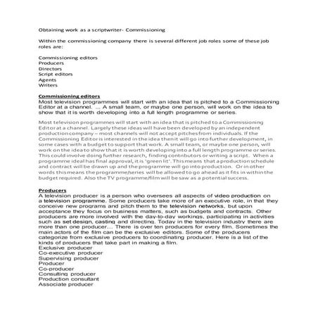 Obtaining work as a scriptwriter 4 | PDF
