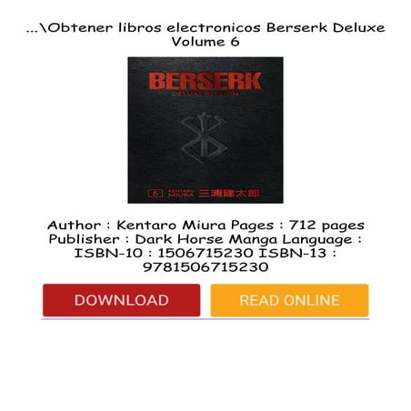Obtener libros electronicos Berserk Deluxe Volume 6 | PDF