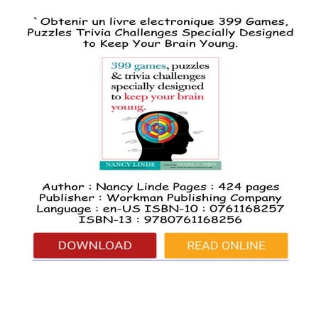 `\Obtenir un livre electronique 399 Games, Puzzles Trivia Challenges ...