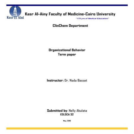 Organizational Behavior Term paper | PDF